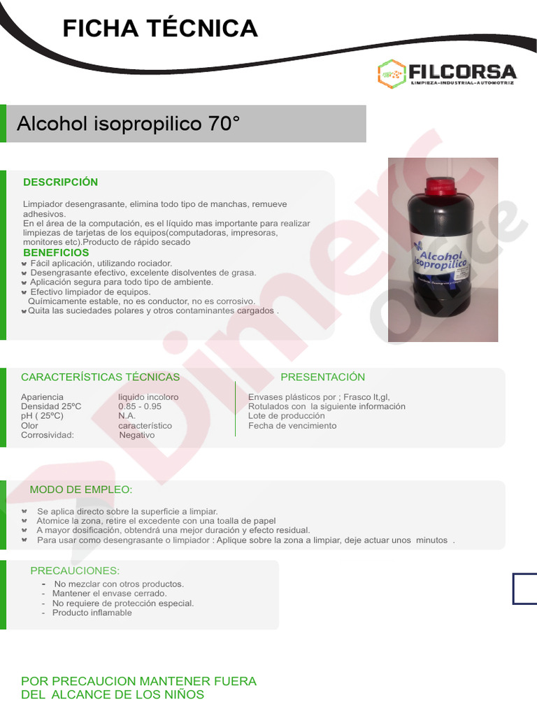 Ficha Tecnica-Alcohol Isopropilico | PDF