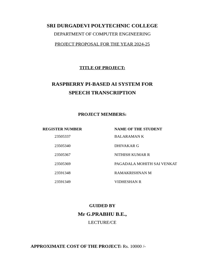 Raspberry Pi-Based Ai System For Speech Transcription | PDF | Raspberry ...