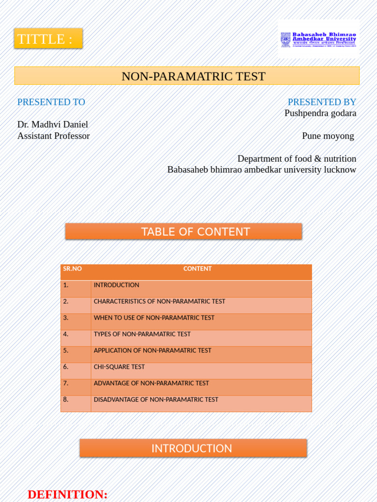 Non Parametric Test | PDF | Chi Squared Test | Statistical Analysis