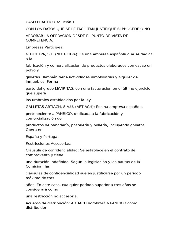 Análisis de Competencia: Nutrexpa y Artiach | PDF | Economias ...