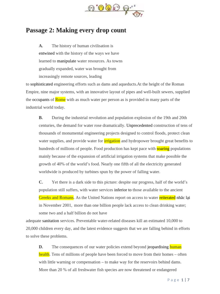 Passage 2 Making Every Drop Count Pdf Water Groundwater