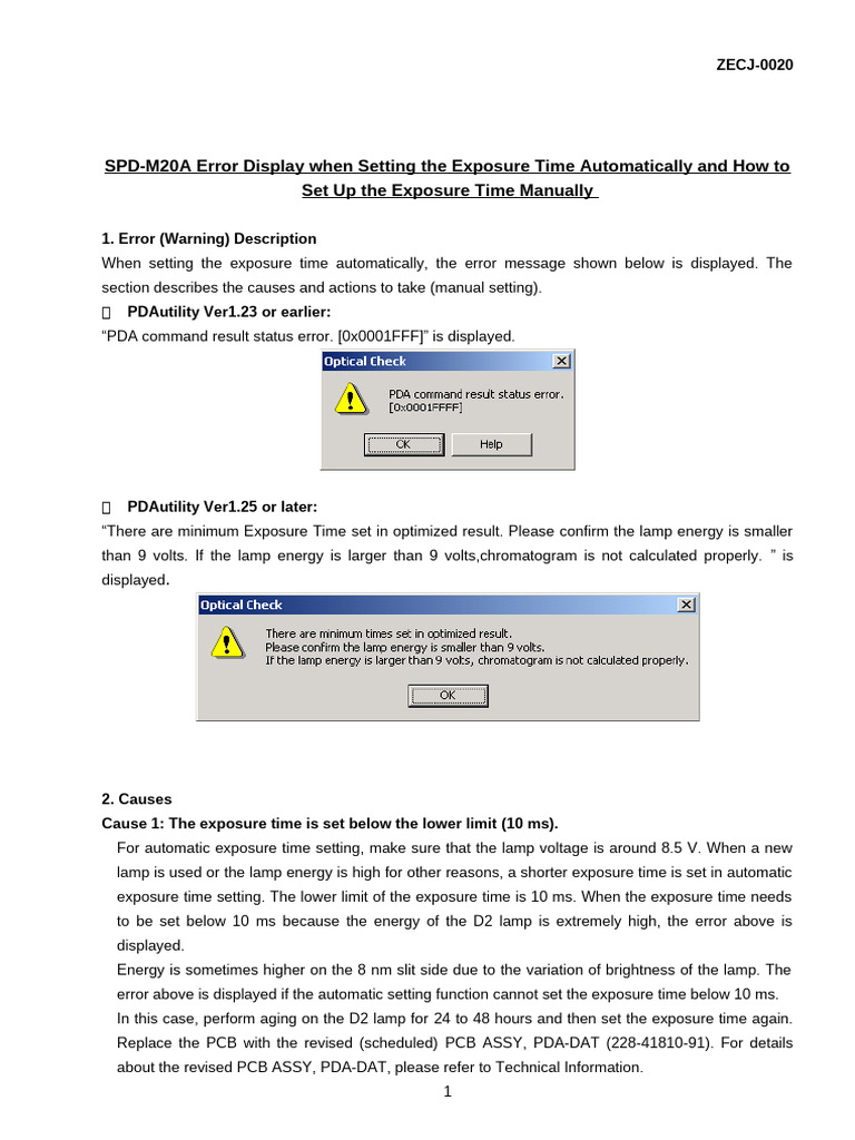ZECJ-0020 SPD-M20A How To Set Up Exposure Time Manually (E) | PDF | Exposure (Photography ...