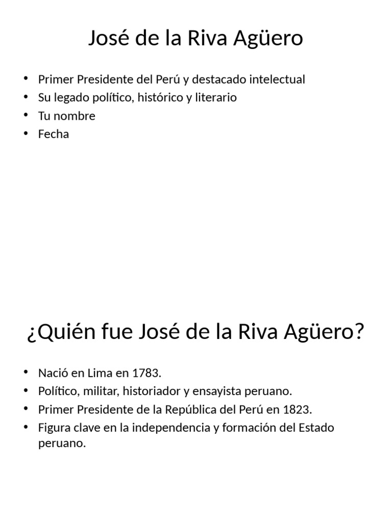 Jose de La Riva Aguero Presentacion | PDF