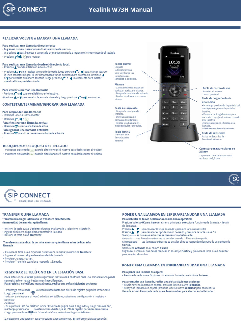 Manual de Usuario Yealink W73H | PDF | Teléfono | Tecnología de ...