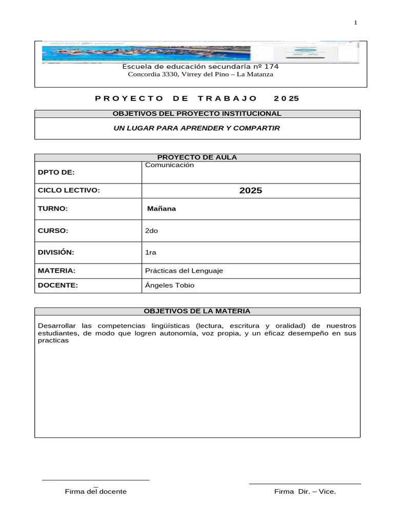 Planif. 2do 1ra EESN 174 | PDF