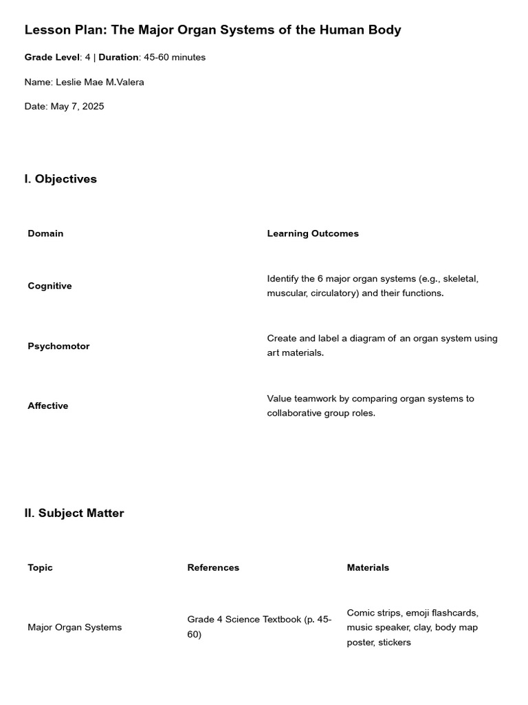 Leslie-Lesson-Plan - Science 4 | PDF | Cognition | Learning
