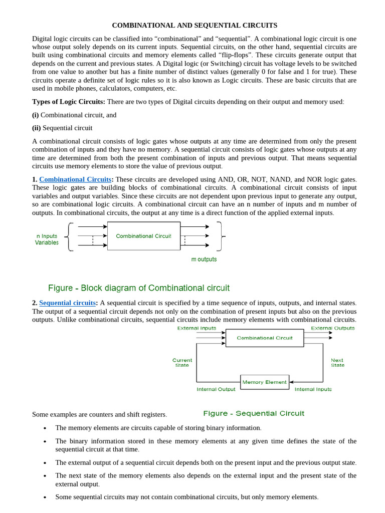 COMBINATIONAL AND SEQUENTIAL CIRCUITS | PDF | Logic Gate | Electronic Circuits