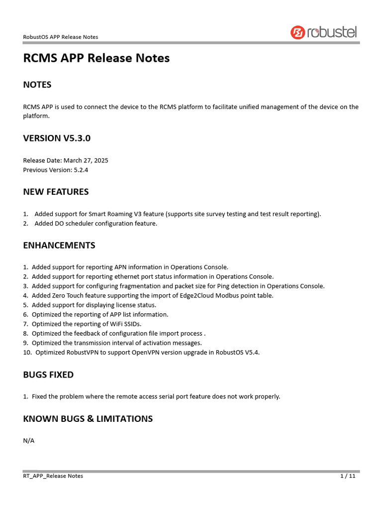 rcms-5.3.0 - Release Note-20250508071730 | PDF | Networking Standards ...