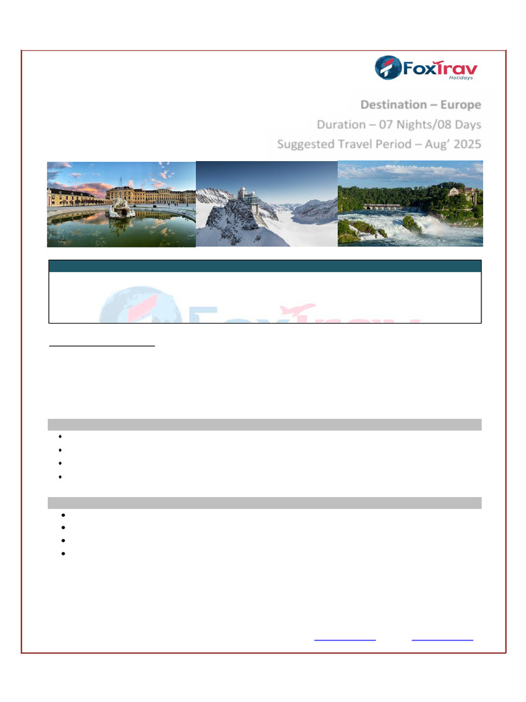 Proposal - Europe (07 Nights) | PDF | Arbitration | Gratuity