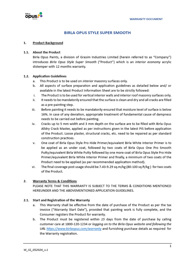 Style Super Smooth Warranty Document | PDF | Legal Liability
