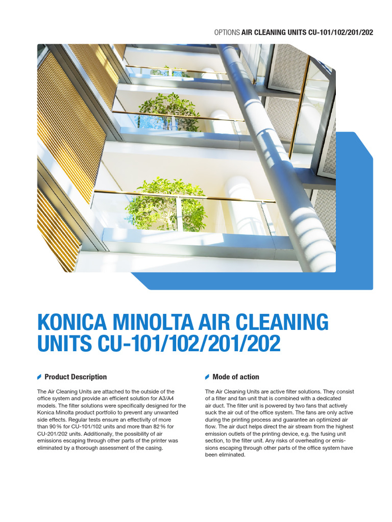 Konica Minolta Air Cleaning Units CU-101 102 201 202 Leaflet | PDF