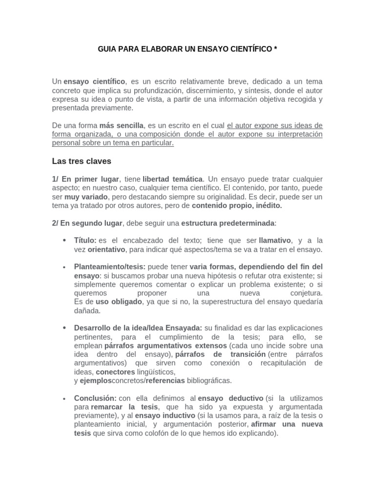 Guia para Elaborar Un Ensayo Científico | PDF | Ensayos