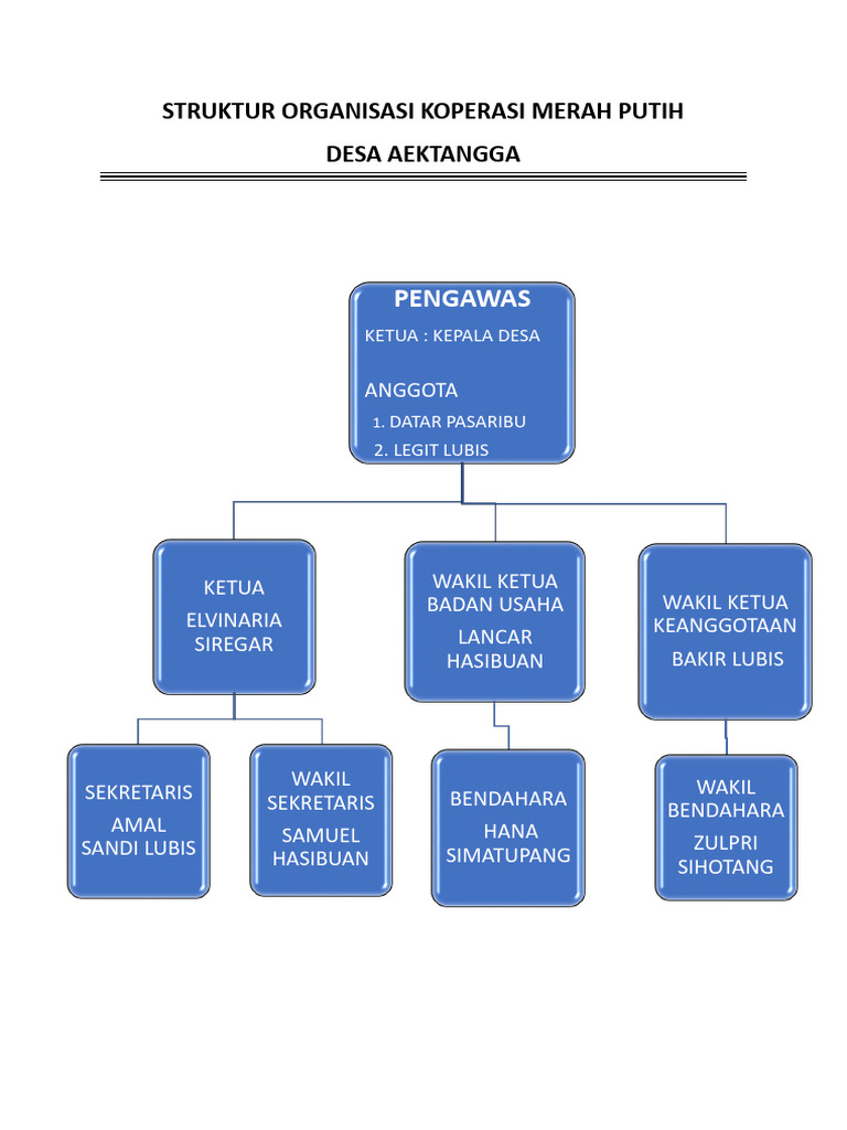 Struktur Organisasi Koperasi Merah Putih Aektangga-1 | PDF