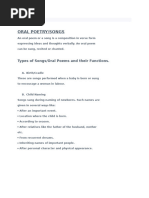 Types and Functions of Oral Songs | PDF | Poetry | Songs