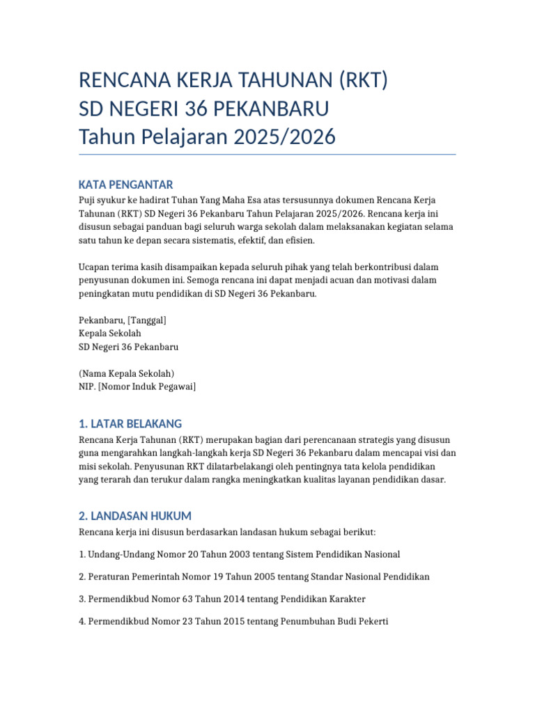 Rencana_Kerja_Tahunan_SD36_Pekanbaru | PDF