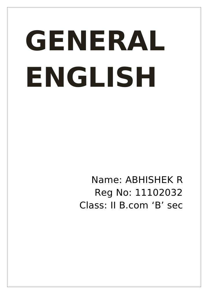 General English Class II B.Com Overview | PDF