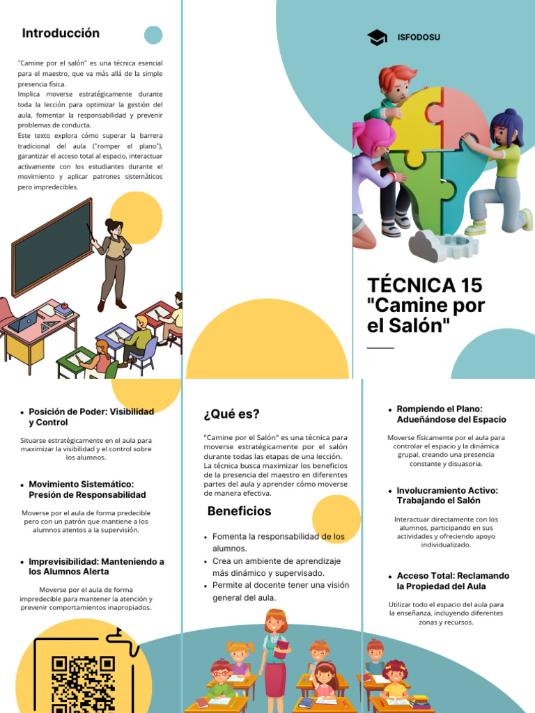 Brochure Tecnica Camine Por El Salón | PDF | Salón de clases | Enseñando