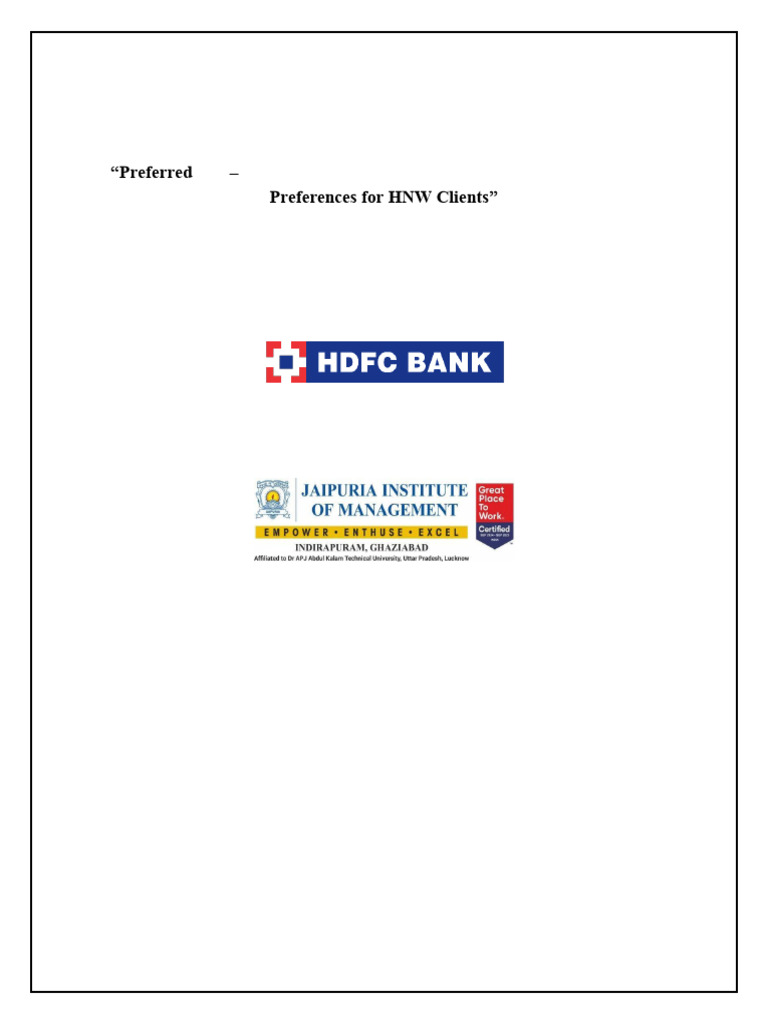 HDFC Bank: Insights on HNW Client Needs | PDF | Customer Relationship ...