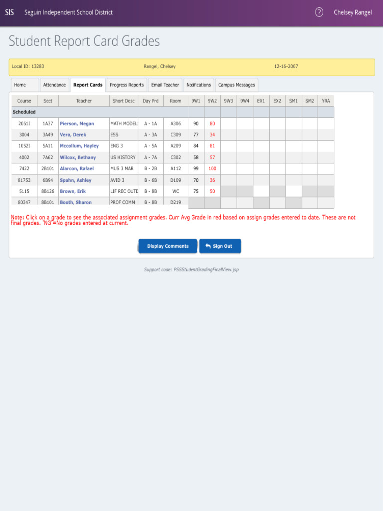 Student Report Card Grades | PDF