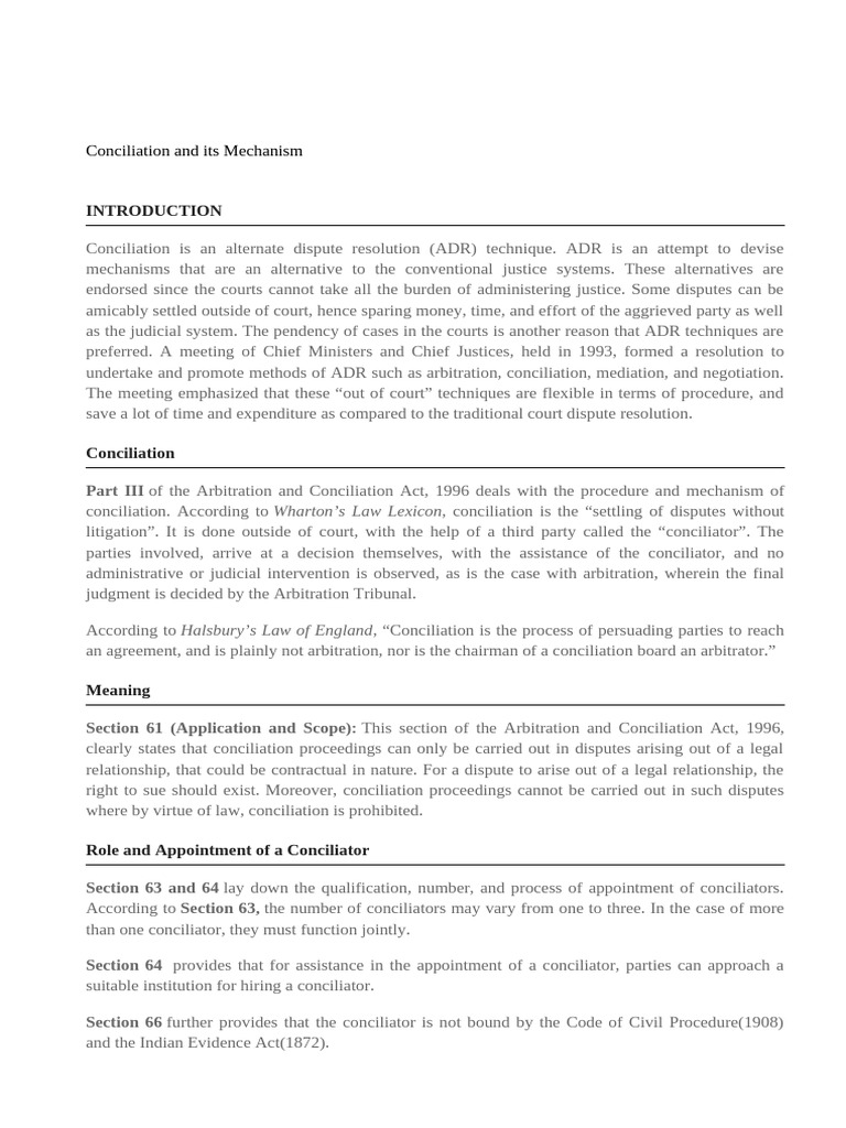 3e Conciliation and Its Mechanism ADR | PDF | Alternative Dispute ...