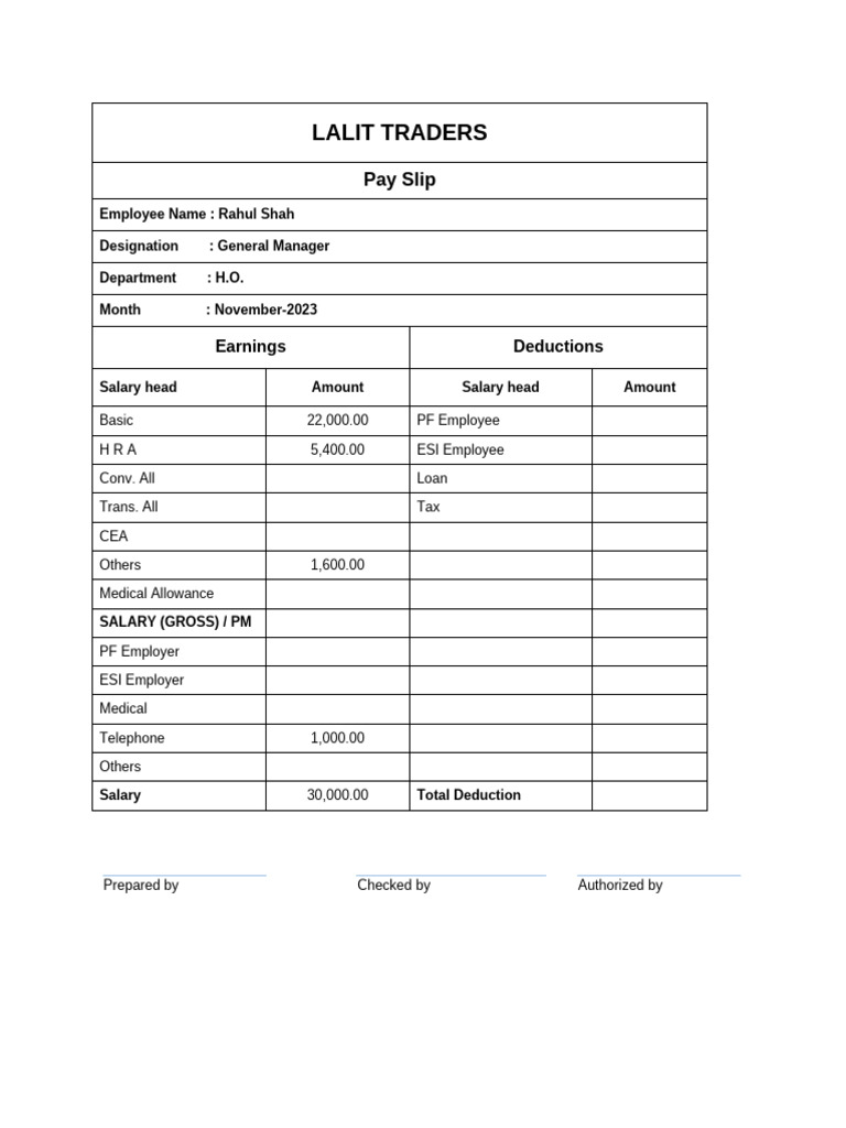 Salary Slip Formate | PDF