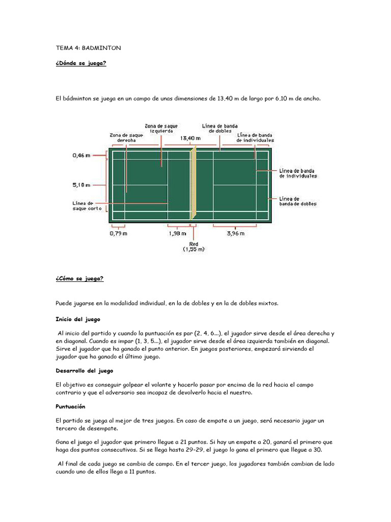 Reglas y Técnicas del Bádminton | PDF