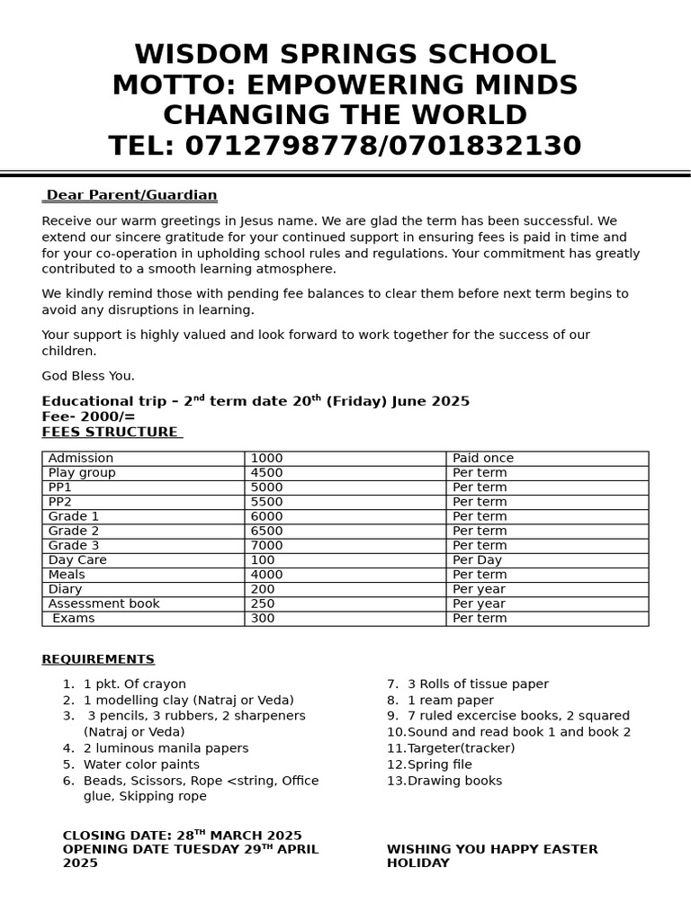 Wisdom Springs School | PDF