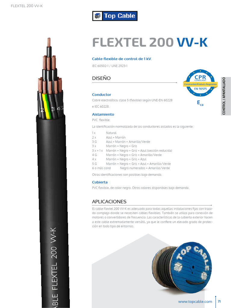 Topcable Flextel 200 VV-K Esp Specs | PDF | Electricidad | Ingenieria ...