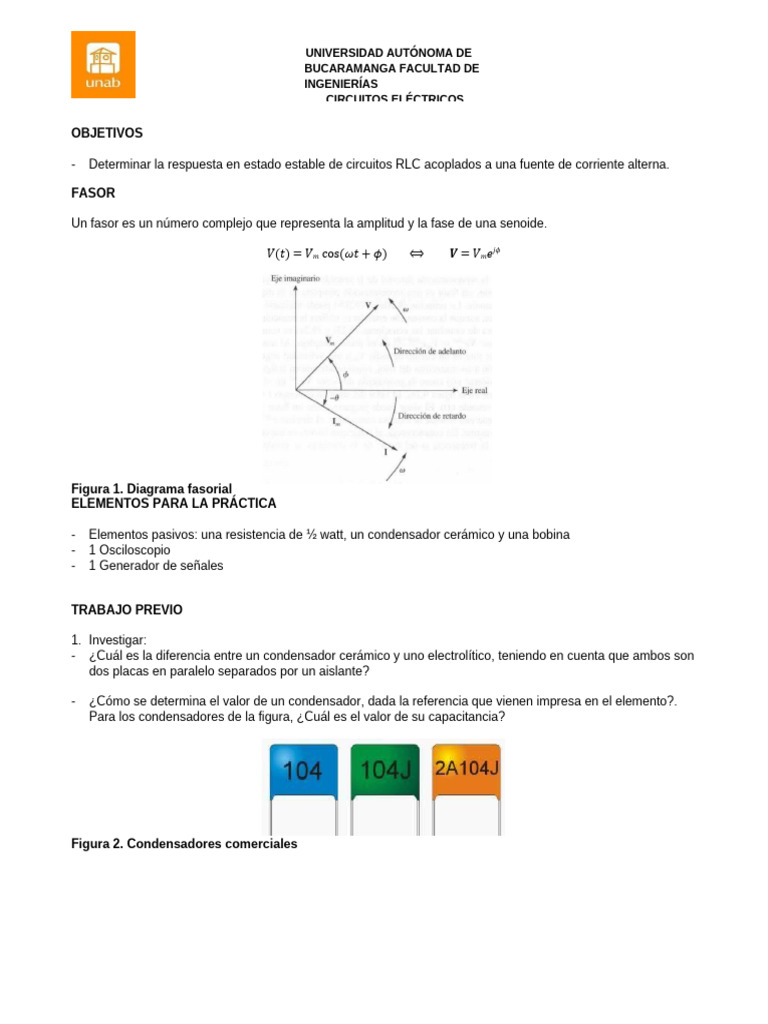 Lab06 - Análisis Senoidal en Estado Estable Rev01 | PDF | Red eléctrica ...