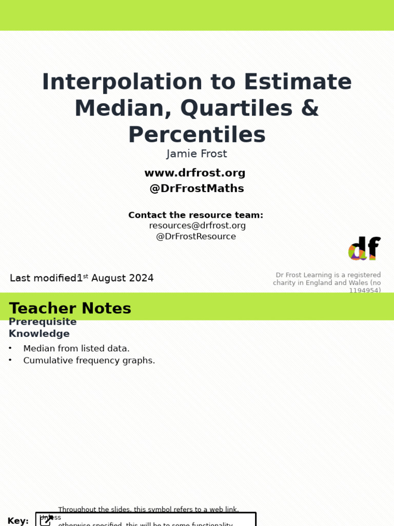 Interpolation for Median and Quartiles - Lesson | PDF | Percentile | Median