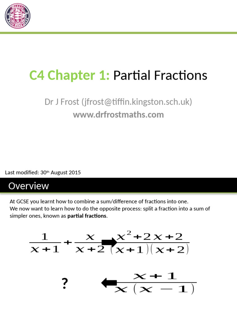 C4 Chp1 PartialFractions | PDF | Factorization | Algebra