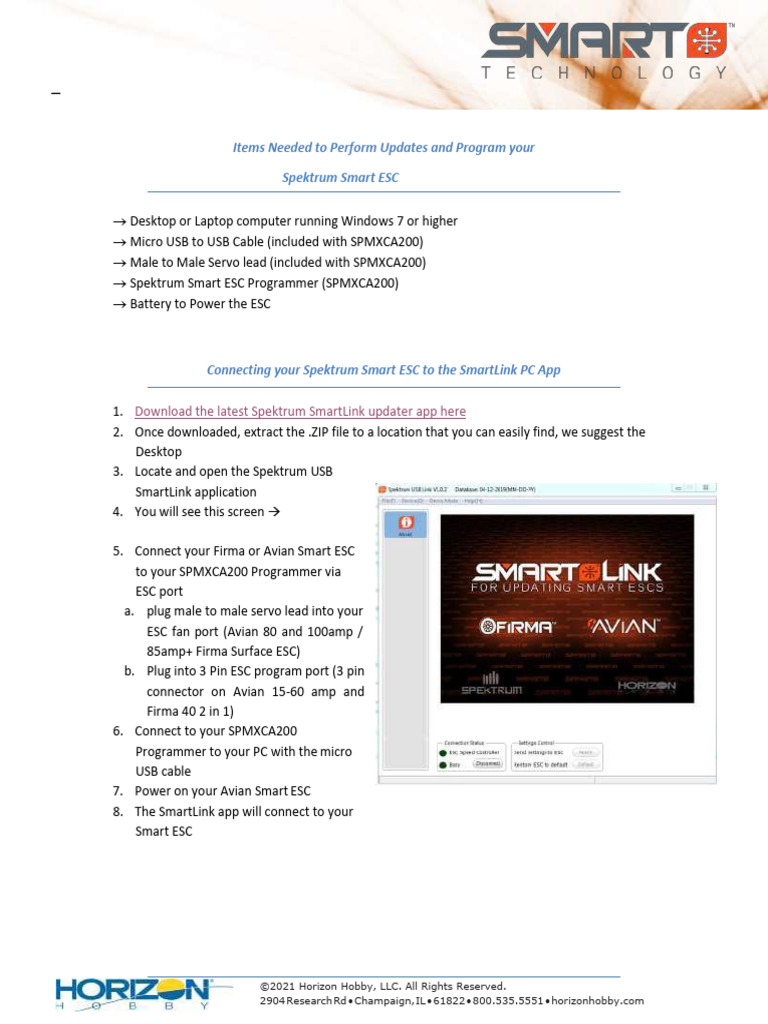 Spektrum SmartLink ESC UpdateandProgram | PDF
