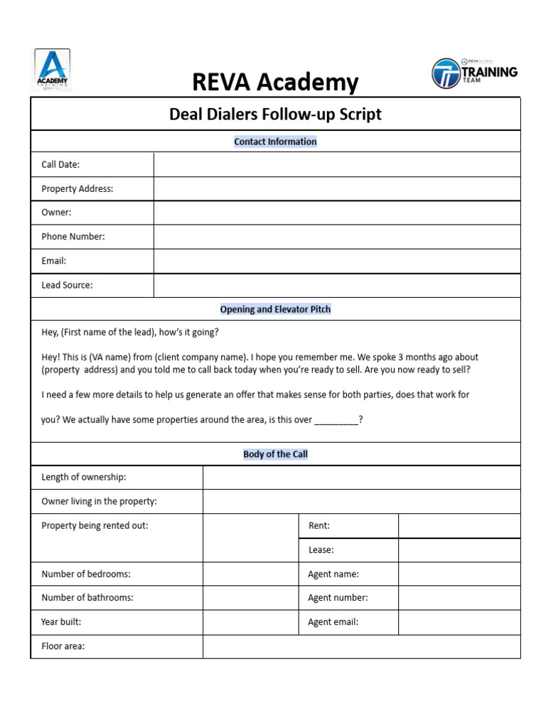 Deal Dialers Follow-Up Script 2024 | PDF | Property