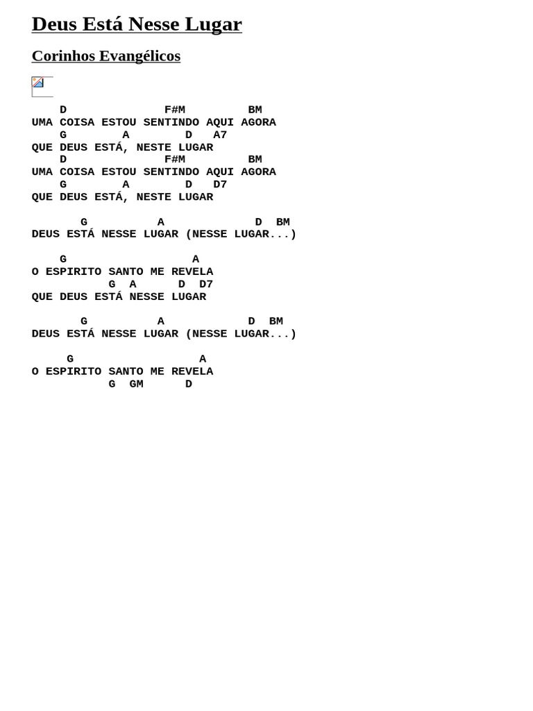 Letra e Acordes: Deus Está Nesse Lugar | PDF