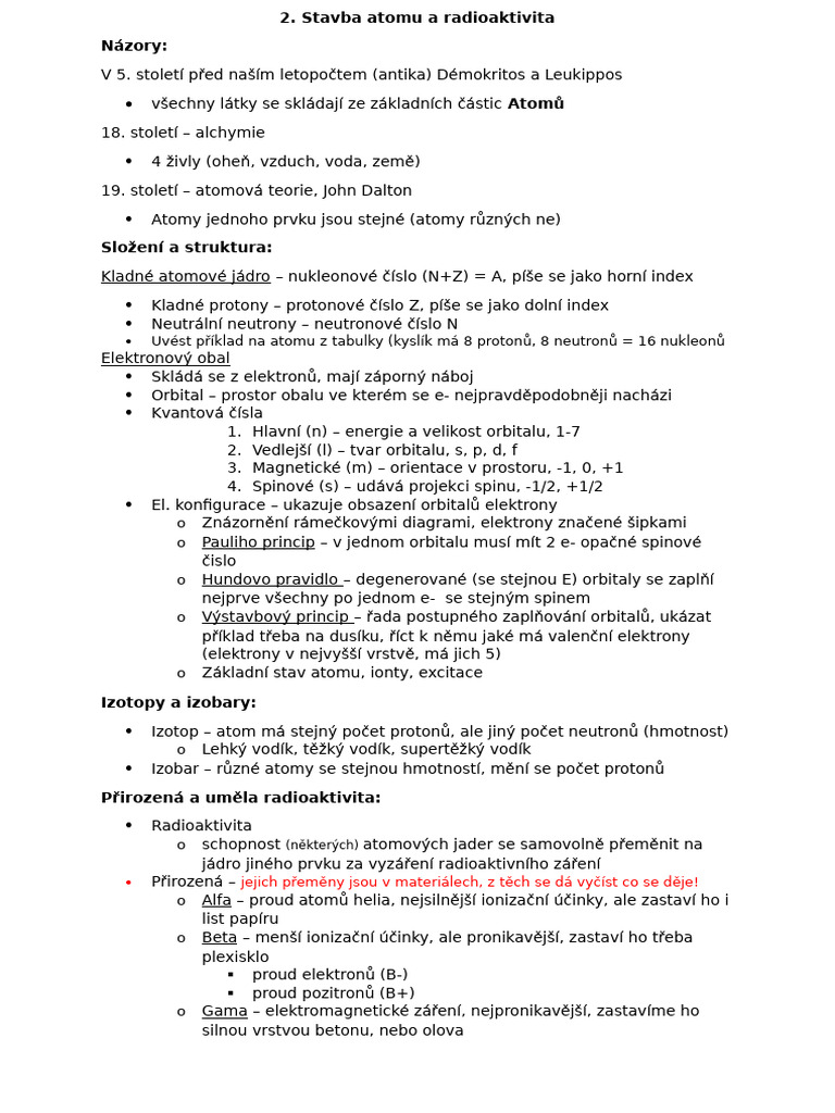 Stavba Atomu A Radioaktivita | PDF