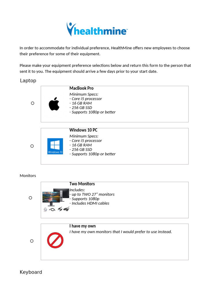 Equipment Questionnaire | PDF | Laptop | Computer Keyboard