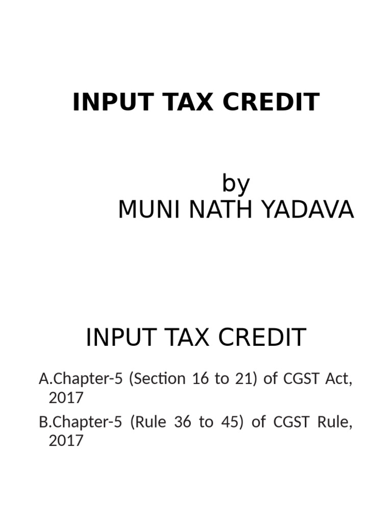 Input Tax Credit - MN | PDF | Taxes | Value Added Tax