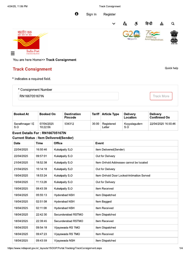 Postal Track Receipt of STCNI Summons - 2 | PDF