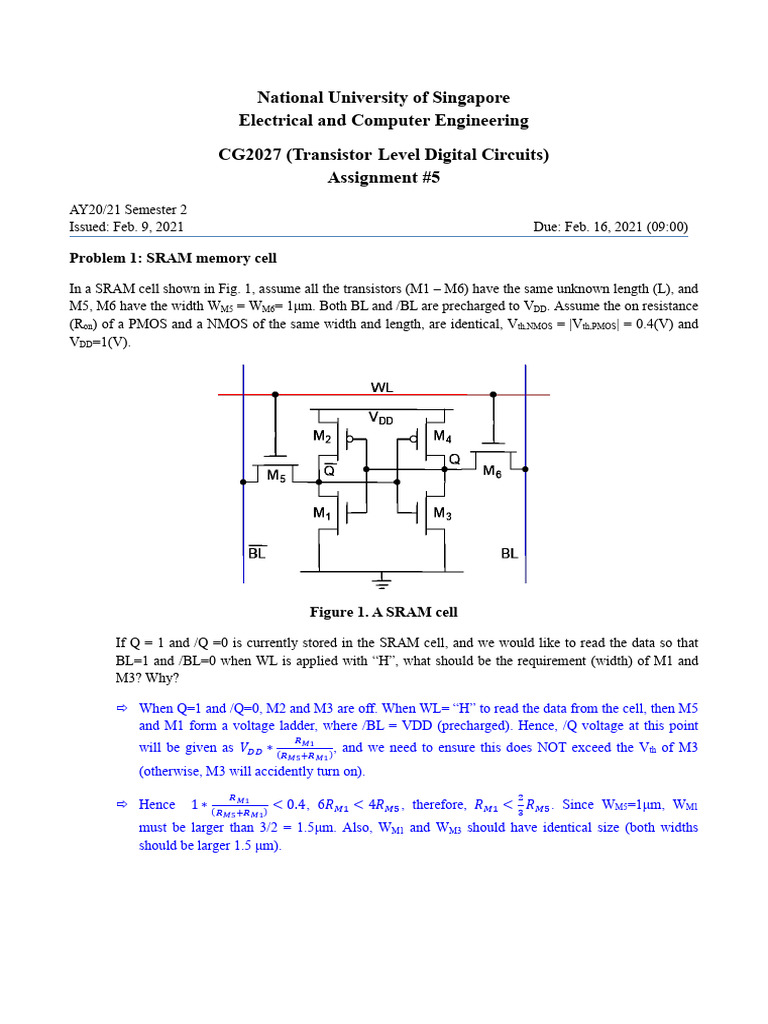 CG2027 Assign5 Solution | PDF | Computer Engineering | Electrical Circuits