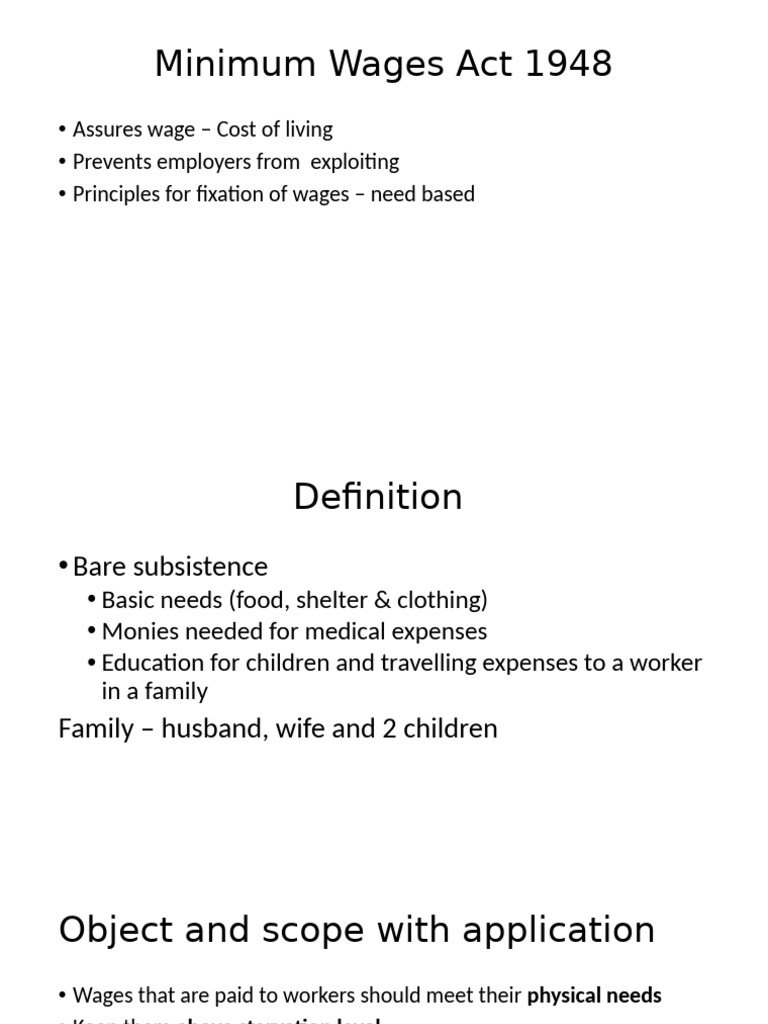 Minimum Wages Act 1948 | PDF | Cost Of Living | Employment