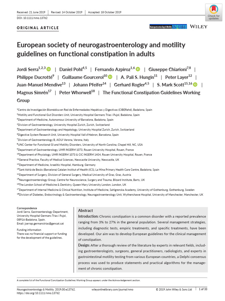 European Society of Neurogastroenterology and Motility Guidelines On ...