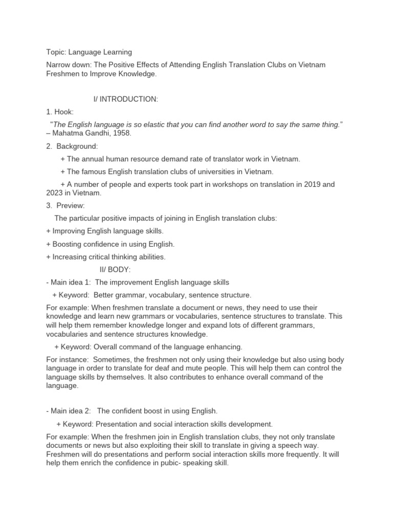 PUBLIC SPEAKING (Outline) | PDF | English Language | Translations