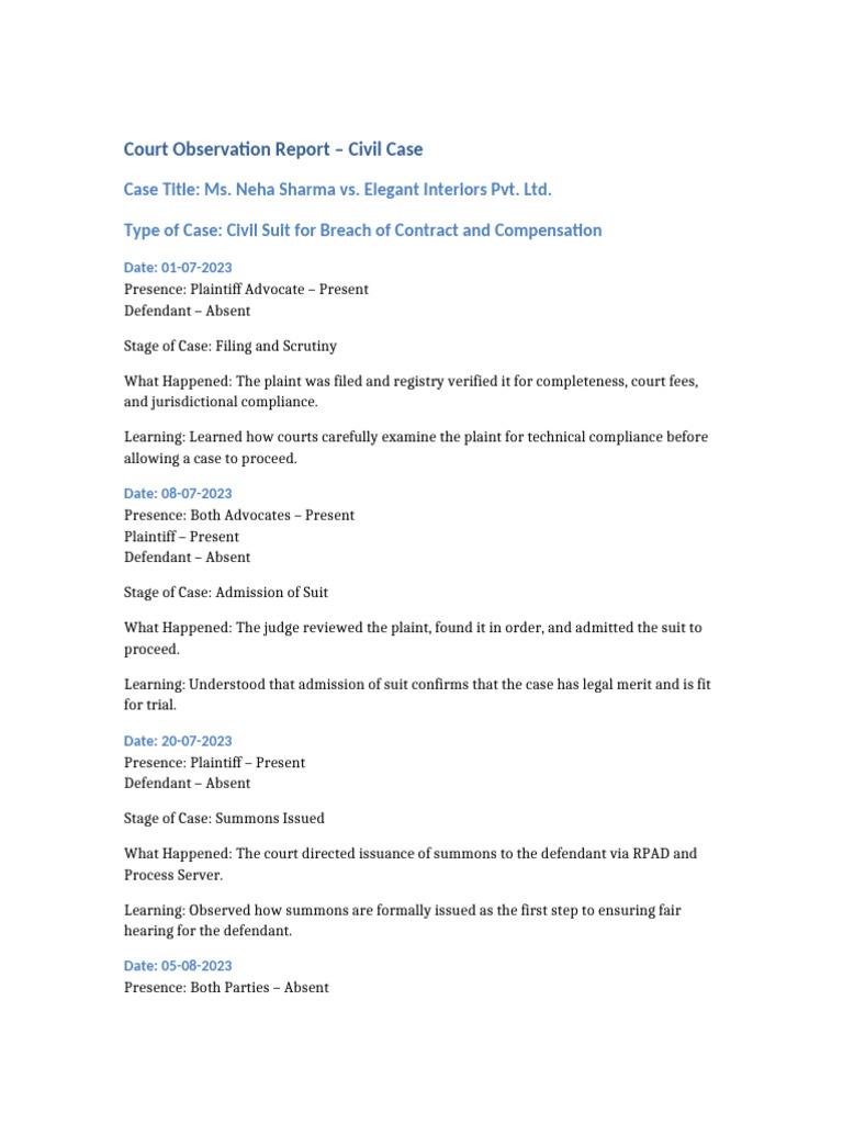 Final Unique Learnings Court Observation Report | PDF | Judgment (Law ...