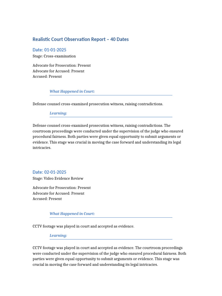 Realistic 40 Date Court Observation Report | PDF | Courtroom | Prosecutor