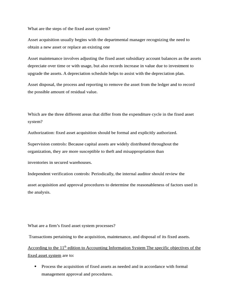 What Are The Steps of The Fixed Asset System | PDF | Depreciation | Expense