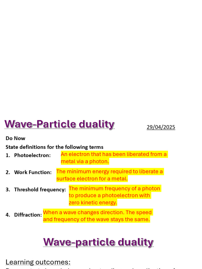 Wave-Particle Duality.pptx (1) | PDF | Electron | Diffraction