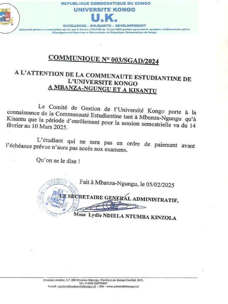 Communiqué Sgad 003 | PDF