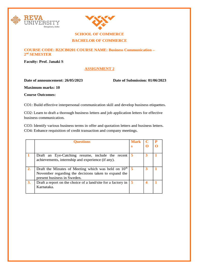 Business Communication Assignment Guide | PDF