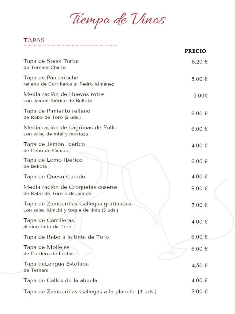 Carta de Tapas PDF | PDF