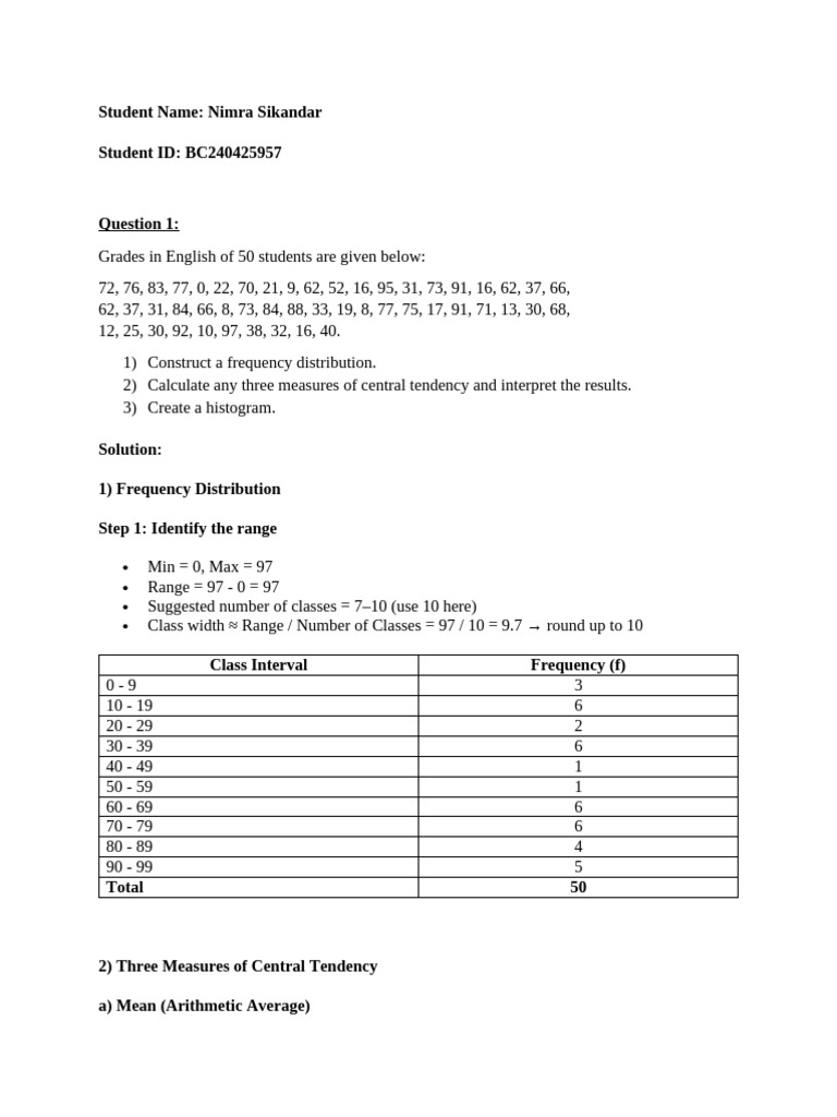 Sta301 Nim Assignment UPDATED | PDF | Arithmetic Mean | Mode (Statistics)